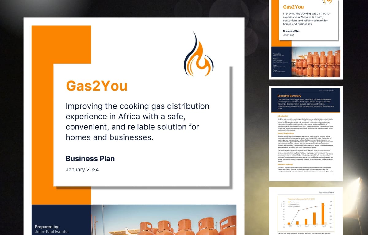 Cooking Gas Supplier Business Plan: Gas2You
